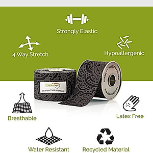 Dynamic Tape | Biomechanical Adhesive Tape | Physio Tape for Knee, Ankle, Shoulder, Leg, Muscle Support | Sports Tape for Football, Rugby, and More - Ideal for Athletes | ECO Grey 2" x 16.4 ft Roll
