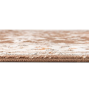 Rugs.com Charlotte Collection Rug – 6 Ft Runner Brown Low-Pile Rug Perfect for Hallways, Entryways
