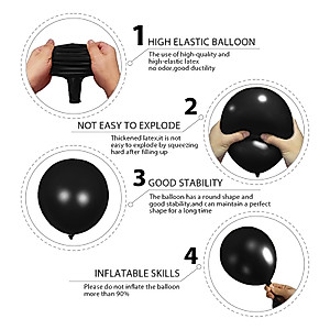 140pcs Balloon Arch Kit, Black Balloons of Different Sizes Pack of 18 12 10 5 Inch Party Balloon Kit for Birthday Party or Balloon Arch as Graduation Wedding Baby Shower Anniversary Party