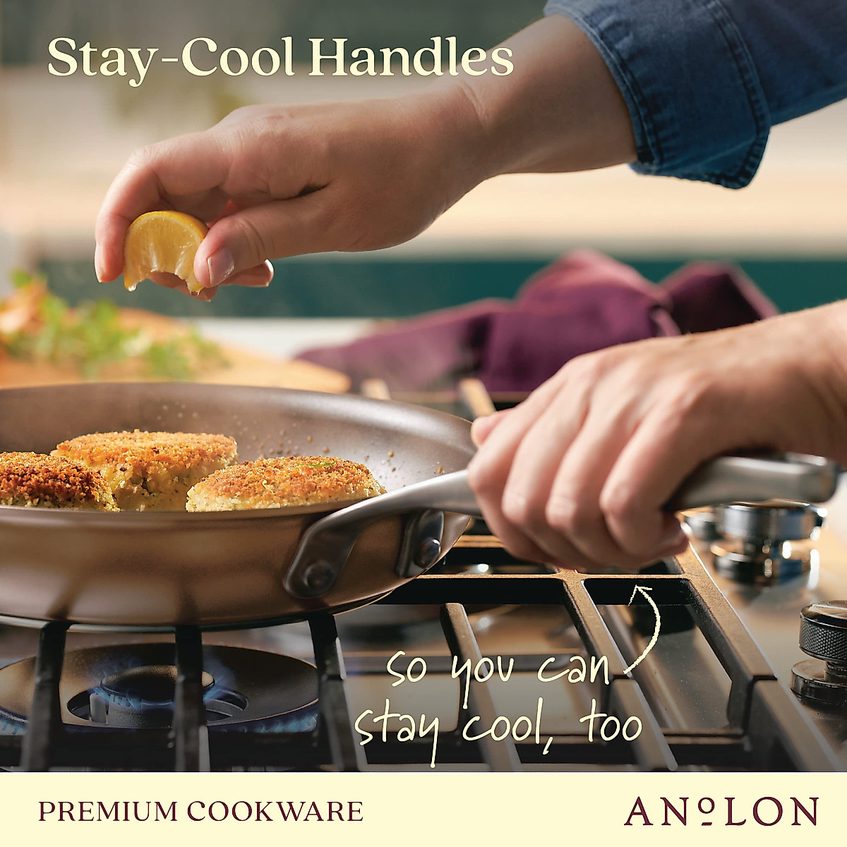 Anolon Ascend Hard Anodized Nonstick Frying Pan/Skillet - Good for All Stovetops (Gas, Glass Top, Electric & Induction), Dishwasher & Oven Safe with Stainless Steel Handle,10 Inch - Bronze