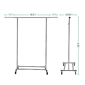 Auledio Clothes Garment Rack, Commercial Grade Clothes Rolling Heavy Duty Storage Organizer on Wheels with Adjustable Clothing Rack , Holds up to 200 lbs, Chrome (One Head)