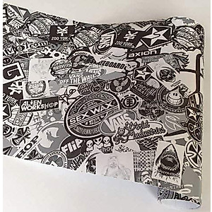 Black&White JDM Cartoon Printed Graphics Stickerbomb Car Vinyl Film Wrap Motorbike Car Decal (50x300 cm)