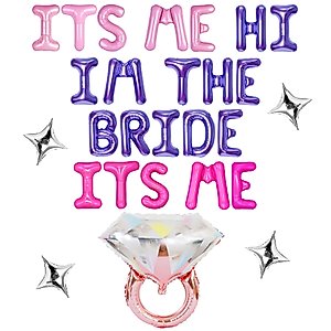 LaVenty It's Me Hi I'm The Bride It's Me Banner Balloons Iridescent Bachelorette Party Decoration Bridal Shower Party Decorations