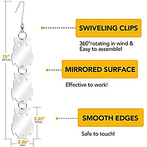 XPCARE 24PCS Bird Scare Devices - Owl Shape Bird Reflective Discs - Highly Reflective Double-Sided Bird Reflectors - to Keep Woodpecker Pigeon Owls Birds Away