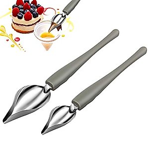 Culinary Precision Drawing Decorating Spoon Set, 2Pcs Drizzle Spoons,Professional Chocolate Spoon Filter Spoons,Plating Decorating Pencil Spoon for Decorative Plates, Cake, Coffee