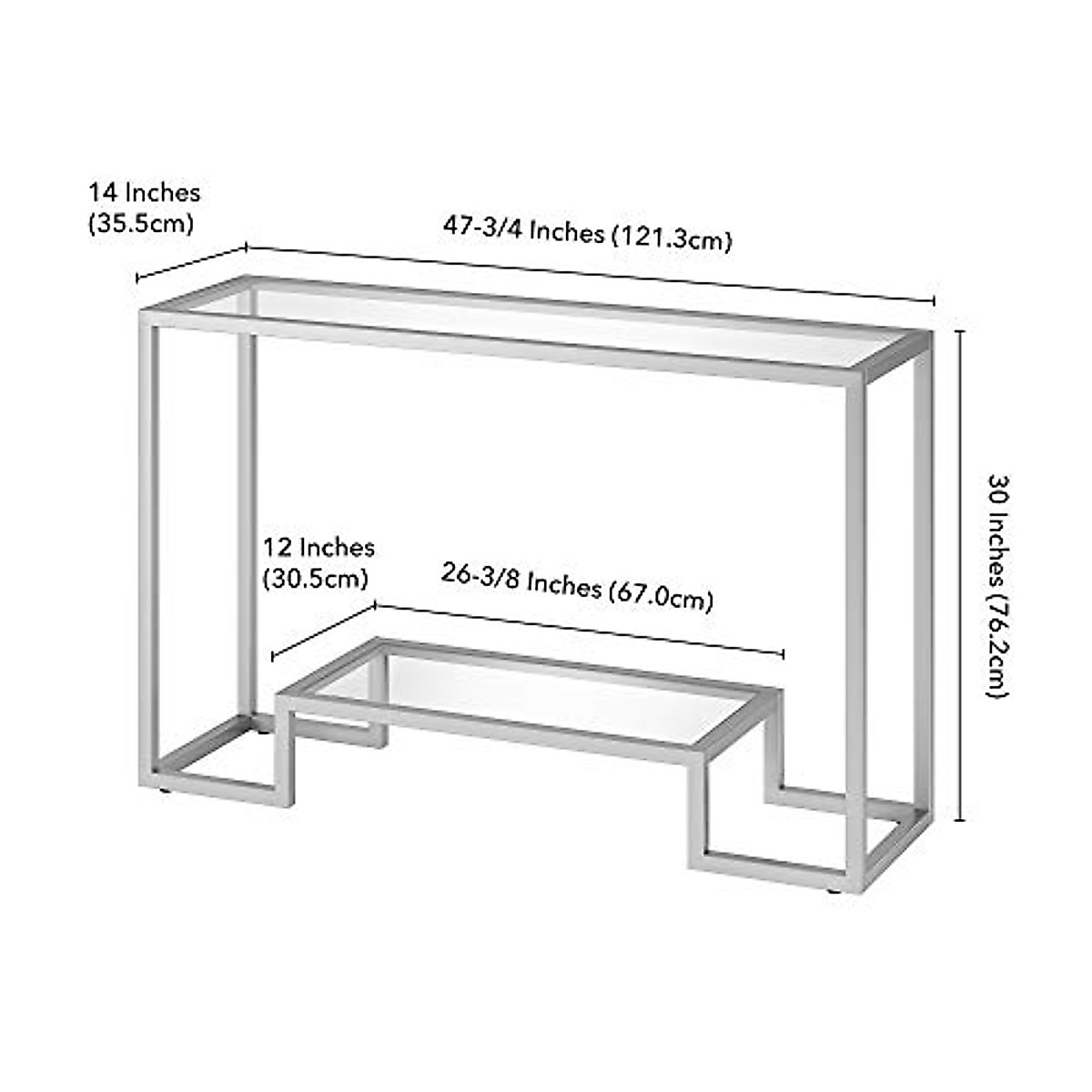 Henn&Hart 47.75" Wide Rectangular Console Table in Satin Nickel, Entryway Table, Accent Table for Living Room, Hallway