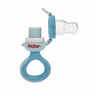 Nuby Baby’s First Food Dispenser with Hygienic Cover | Baby’s First Soft Foods and Teething | 2 Pack: Aqua & Blue or Pink & Aqua | Twist n' Feed | Promotes Self Feeding |10+ Months