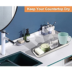 Soap Tray for Kitchen Sink, Soap Sponge Dish Holder with Detachable Drain Tray, Sink Organizer Storage Tray for Kitchen Bathroom (Blue White, 1 Pack)