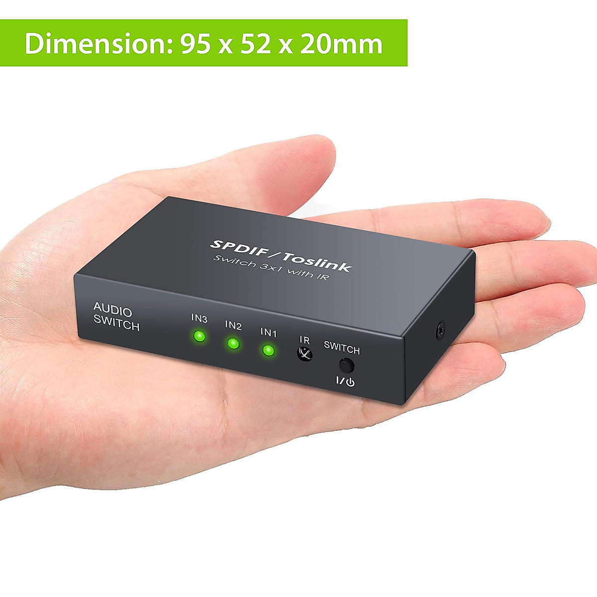 LiNKFOR Digital Toslink Optical 3x1 Switch with 3ft Optical Cable and IR Remote Control Aluminum Alloy Digital Audio SPDIF Toslink Optical Fiber Switcher 3 in 1 Out for PS3 Xbox Blue-Ray DVD HDTV