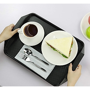 Vababa Black Plastic Fast Food Serving Trays, 4-Pack, 16.8-INCH x 12-INCH