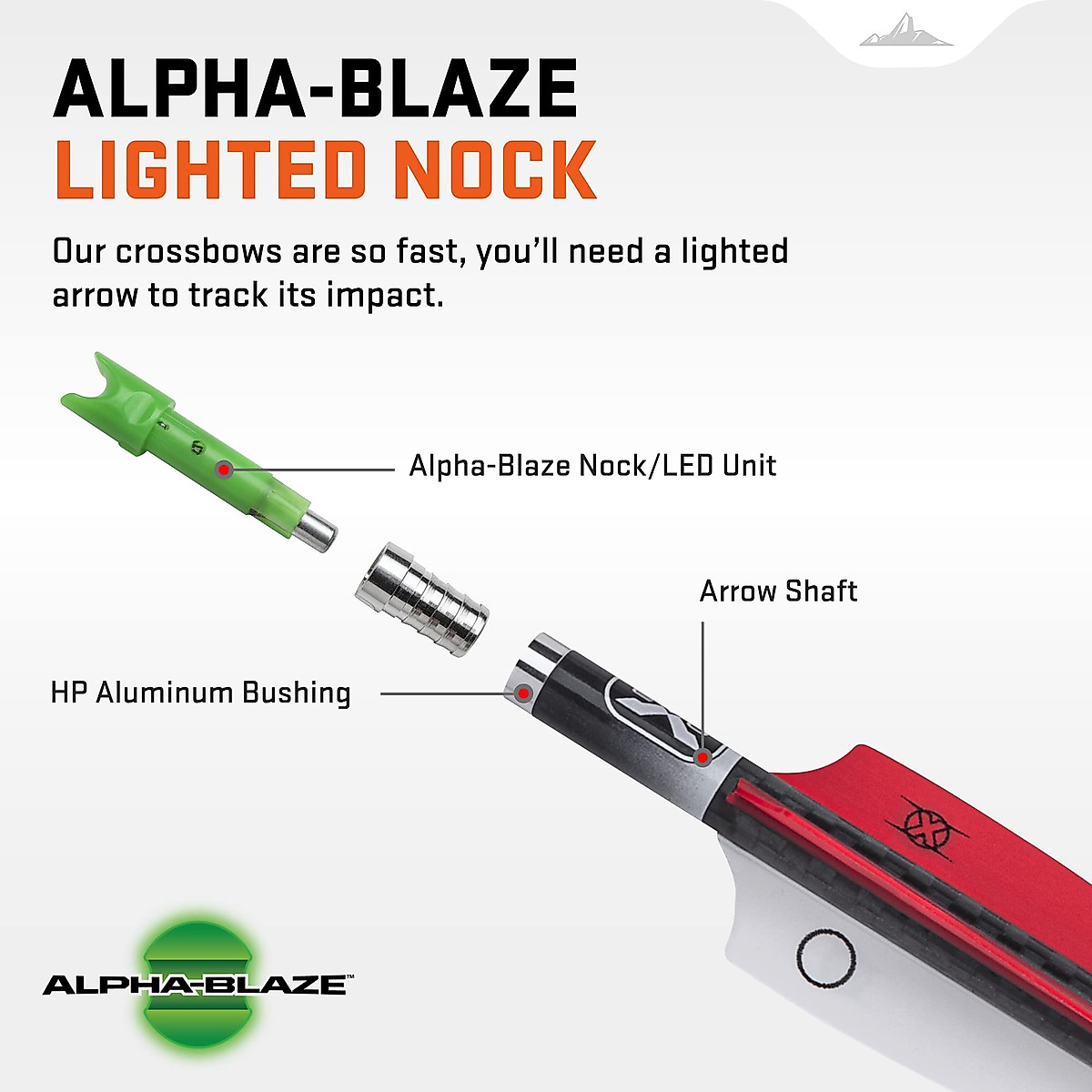 TenPoint Wicked Ridge Match 400 - Lighted 20” Carbon Crossbow Arrows (Pack of 3) - 400-Grains, 004” Straightness - with Alpha-Blaze Lighted Nock & Alpha-Nock HP - Essential for Crossbow Hunting