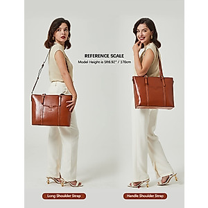 BOSTANTEN Womens Leather Laptop Tote Office Shoulder Handbag Vintage Briefcase 15.6 inch Computer Work Purse Brown