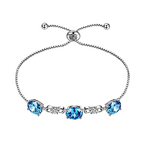Aurora Tears March Birthstone Bracelet Women 925 Sterling Silver Link Bracelets Jewelry DB0112M