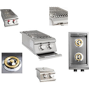 BLAZE BBQ Outdoor Package of 40” LTE Built-in Gas Grill, LTE Built-In Double Side Burner, 32” Door & Two Drawers Combo, 20” Refrigerator and Accessories (Grill Cover, Fridge Trim, and Rotisserie Kit)