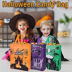 Halloween Trick or Treat Bags, Large Halloween Tote Bags with Handles Halloween Candy Bag Reusable Non-Woven Halloween Bag for Gifts Wrapping, Trick or Treat, Halloween Party Supplies 15"×11.8"×3.9"