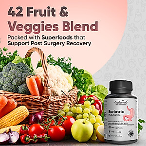 Kaitamin Bariatric Multivitamin with Iron for Post-Bariatric Surgery - Easy-to-Swallow Liquid Capsules with 42 Fruit & Veggie Blend - 120 Capsules, 2 Month Supply