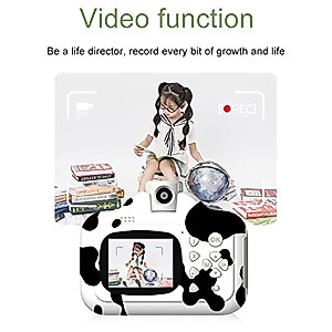 Pocket Printer, Fmystery Gifts for Kids, Portable Printer 2.4-Inch High-Definition Screen, 1200 MAh Battery, Children's Digital Video Camera, Support Photo, Video and Printing (Black)