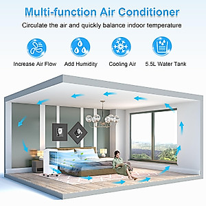 Portable Air Conditioners, 3-IN-1 Air Conditioner Portable for Room, [1.45 Gal Tank] Portable AC Cooling Fan w/ 3 Spds & Cooling Modes, Swing, 7H Timer, Quiet Evaporative Air Cooler for Home Office