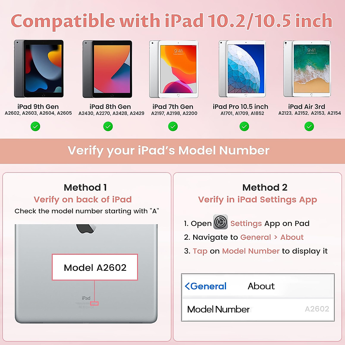 OYEEICE for iPad 9th Generation Case with Keyboard 10.2'' - 7 Color Backlit Wireless Keyboard Cover with Pencil Holder for iPad 9th/8th/7th Gen 10.2 inch, iPad Air 3rd Gen & iPad Pro 10.5" - Pink