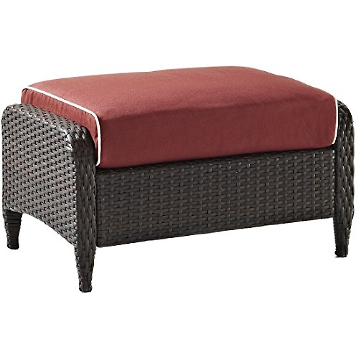 Crosley Furniture KO70067BR-SG Kiawah Outdoor Wicker Ottoman, Sangria