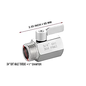 Walkinginrain Stainless Steel Garden Hose Shut Off Valve,3/4" GHT Female × 3/4" GHT Male
