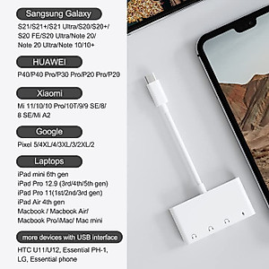 USB C to 3.5mm Headphone Audio Splitter, iPad Pro Aux Headphone Jack Splitter with PD 3.0 Fast Charging, TypeC to Dual Headphone Adapter Splitter for iPad Pro, Samsung Galaxy, Pixel