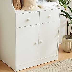 JASOYA Wardrobe Armoire Closet, Drawers and Shelves, Handles, Hanging Rod, for Bedroom ，White A