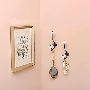 NIKKY HOME Wall Hooks Decorative 2 Pack Hanging Rustic Vintage Pumpkin Metal Iron Ceramic Antique Mounted Wall Hook for Towels Coat Bag Scarf Cap Hat Key for Farmhouse Mudroom Closet Bathroom, White