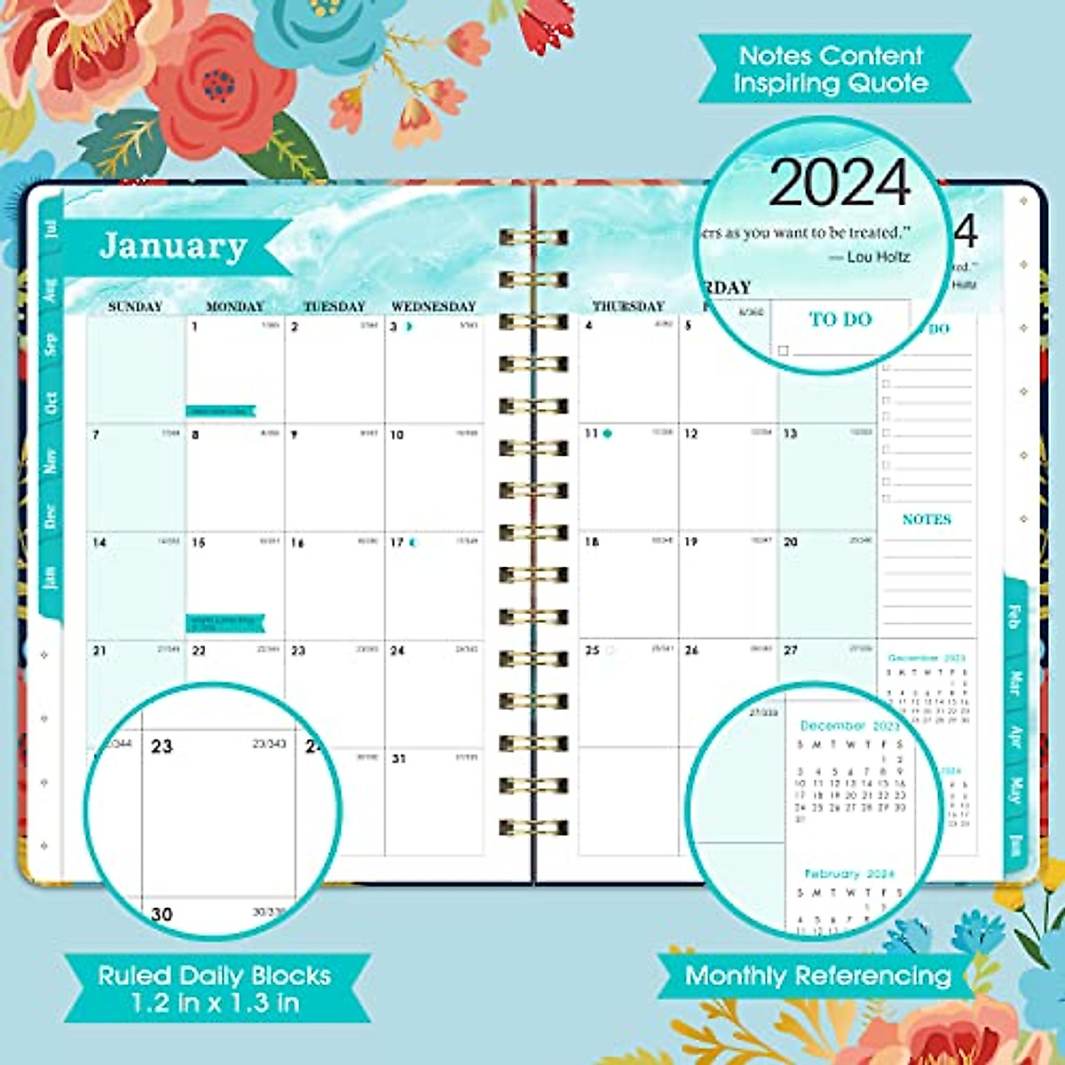 Planner 2023-2024 - Weekly Planner 2023-2024 from July 2023 to June 2024, Weekly Monthly Planner 2024, 6" x 8.3", 2023-2024 Planner with Inner Pocket and 12 Monthly Tabs