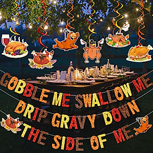 Gobble Me Swallow Me Decorations Thanksgiving Dinner Decorations Friendsgiving Decorations Thank You Banner Happy Thanksgiving Banner Friendsgiving Party Decorations