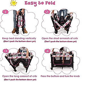 BABY JOY 4 in 1 Pack and Play, Baby Bedside Sleeper with Bassinet, 3 Adjustable Heights, Music Box, Easy to Install, Foldable Bedside Crib w/Changing Table, Playards from Newborn to Toddlers