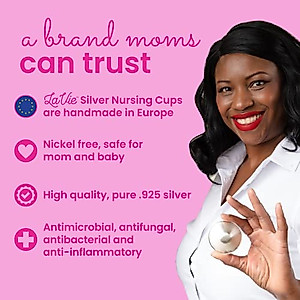 LaVie Silver Nursing Cups, Soothing Protection for Nursing Nipples, Calming Relief for Breastfeeding Moms, Silver Nipple Covers All Natural (Size 1)