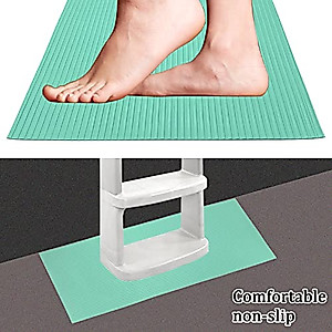 Yewaii Pool Ladder Mat, Above Ground Swimming Pool Ladder and Step Mat, Protective Ladder Pad Step Mat for Pool with Non-Slip Stripe, Light Green 36 inch X 9 inch