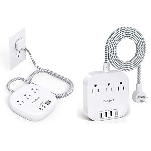 USB C Power Strip, 3 Outlet Multi Plug Outlet Extender, 5 Ft Extension Cord with Multiple Outlet with No Surge Protection