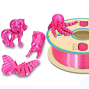 YOUSU Silk PLA 3D Printer Filament with Shiny Surface, Silk Pink PLA Filament 1.75mm 1kg, Compatible with Most of 3D Printer.