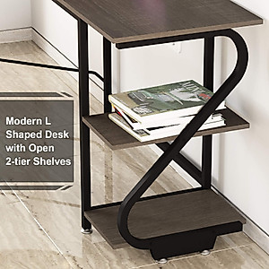 Weehom Reversible L Shaped Desk with Shelves Large Corner Computer Gaming Desks for Home Office Writing Workstation Wooden Table