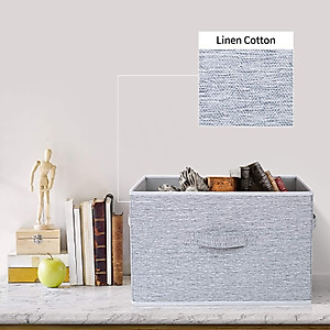 DIMJ Cube Storage Bins Foldable Storage Bins with Handles, Fabric Storage Basket for Shelf, Closet, Nursery, Office Organizer Grey and Beige (14.9x9.8x9.8 inches, Grey)