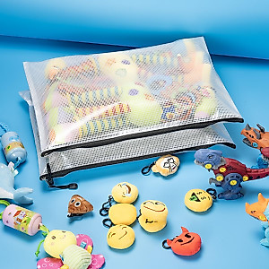 AUSTARK 20 Pcs Zipper File Bags, Plastic Mesh Pouch, Board Game Storage Bag, Waterproof Bags for Office School (A3 Size 16.9''x12'', White and Black)