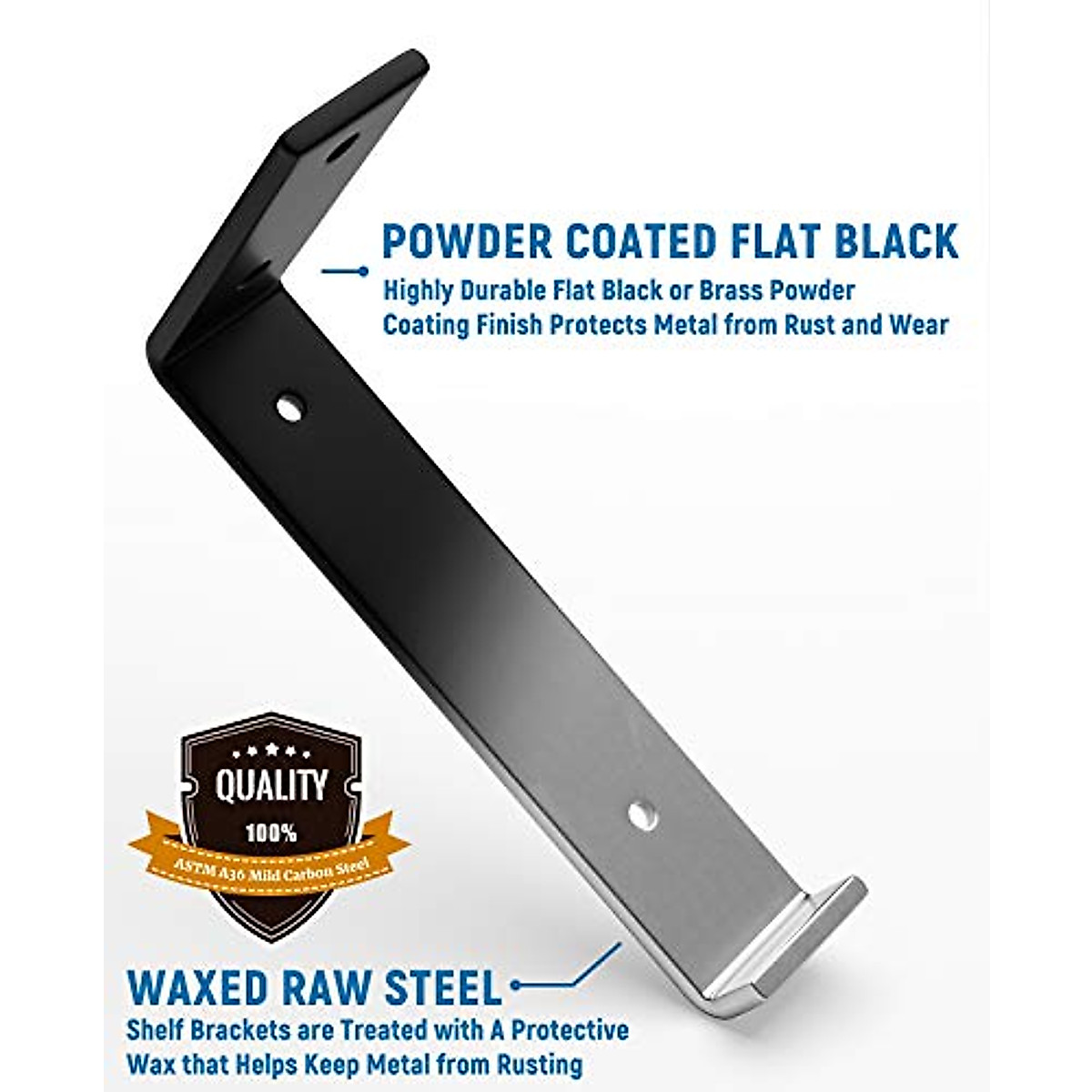 LEOPO 12 inch Shelf Bracket for DIY Floating Shelf, 1/5 inch Thick Heavy Duty Bracket, 6 Pack, 11.25” x 6” x 1.5”