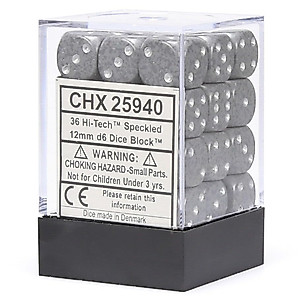 DND Dice Set-Chessex D&D Dice-12mm Speckled Hi-Tech Plastic Polyhedral Dice Set-Dungeons and Dragons Dice Includes 36 Dice – D6, Various (CHX25940)