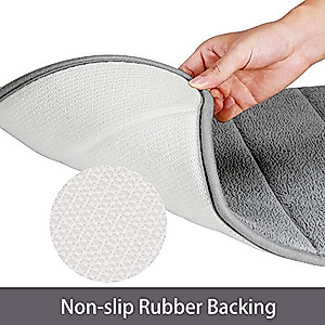 EGYPHY Bathroom Rugs Memory Foam Bath Mat 17x24 Inches, Soft and Absorbent Non-Slip Carpet, Super Cozy Velvet Mats Used for Shower Bathtub Kitchen, Machine Washable Plush Microfiber Bath Rugs,Grey