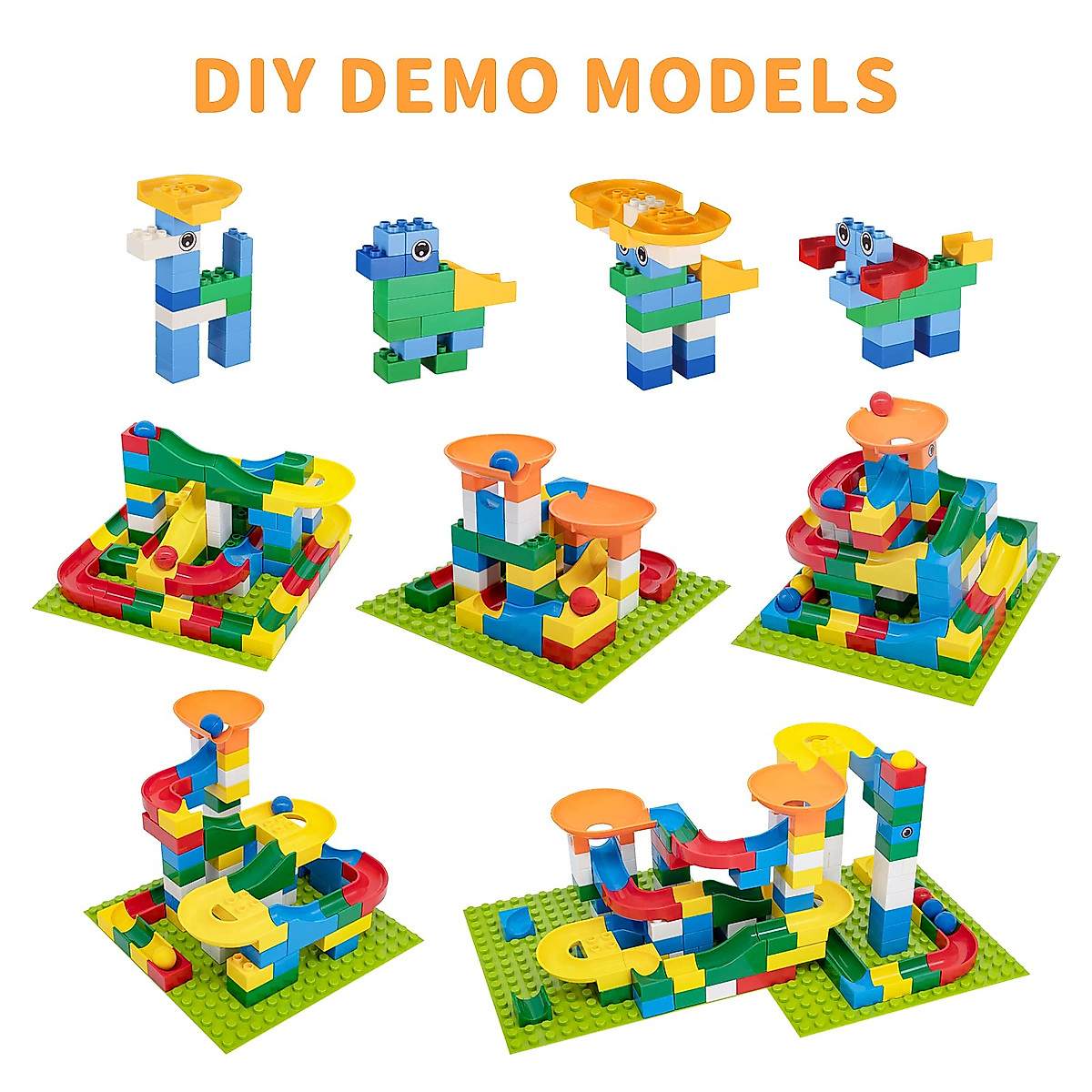 Marble Run,176 Pcs Marble Runs for Kids 4-8, Marble Run Race Track，STEM Learning Toys， Marble Run Building Blocks Classic Marble Track for Boys Girls Toddler Age 3,4,5,6,7,8+