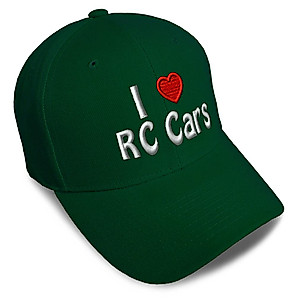Baseball Cap I (Love) Rc Cars Red Heart Hobbies Lovers Cars Acrylic Dad Hats for Men & Women Forest Green Design Only