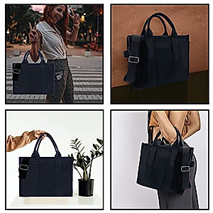MOAIXUP Canvas Tote Bag for Women, Travel Crossbody Bag, Handbag for School and Office(black, Medium)