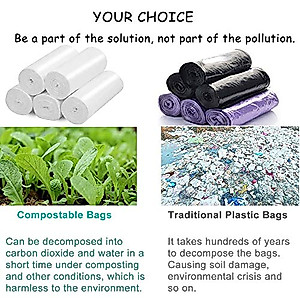 Biodegradable Garbage Bags, 3-5 Gallon Small Trash Bag, Compostable Waste Bags Wastebasket Trash Can Bin Liners for Bathroom Bedroom Office