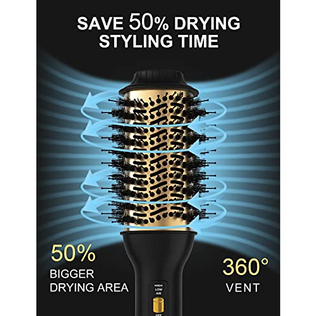 LANDOT Hair Blow Dryer Brush and Volumizer, One-Step Hot Air Brush for Drying, Straightening, Volumizing