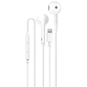 Apple Earbuds/Wired Earphones/iPhone Headphones/Lightning [Apple MFi Certified] Built-in Microphone & Volume Control Compatible with iPhone 7/8/X/11/12/13/14/Pro/Pro Max, Support All iOS System