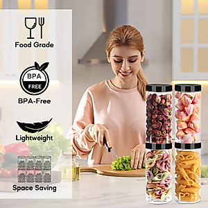 Keketin Plastic Jars with Lids 16 oz,16 Pack Clear Plastic Food Jars Empty Kitchen Storage Canisters,Refillable PET Slime Containers Ideal for DIY Crafts,Cosmetic Storage