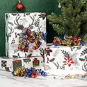 WRAPAHOLIC 12-Count Self-Adhesive Curly Bows Gift Wrap Accessory - Gold/Silver/Royal Blue/Red Curly Bows, Perfect for Christmas, Birthday, Holiday, Party Favors Decorations