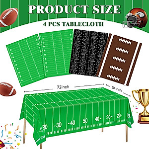 Football Tablecloth 4 Packs, Football Party Decorations, 54"X72" Plastic Table Cover for Football Party Supplies, Disposable Football Table Cloth for Football Theme Party Games